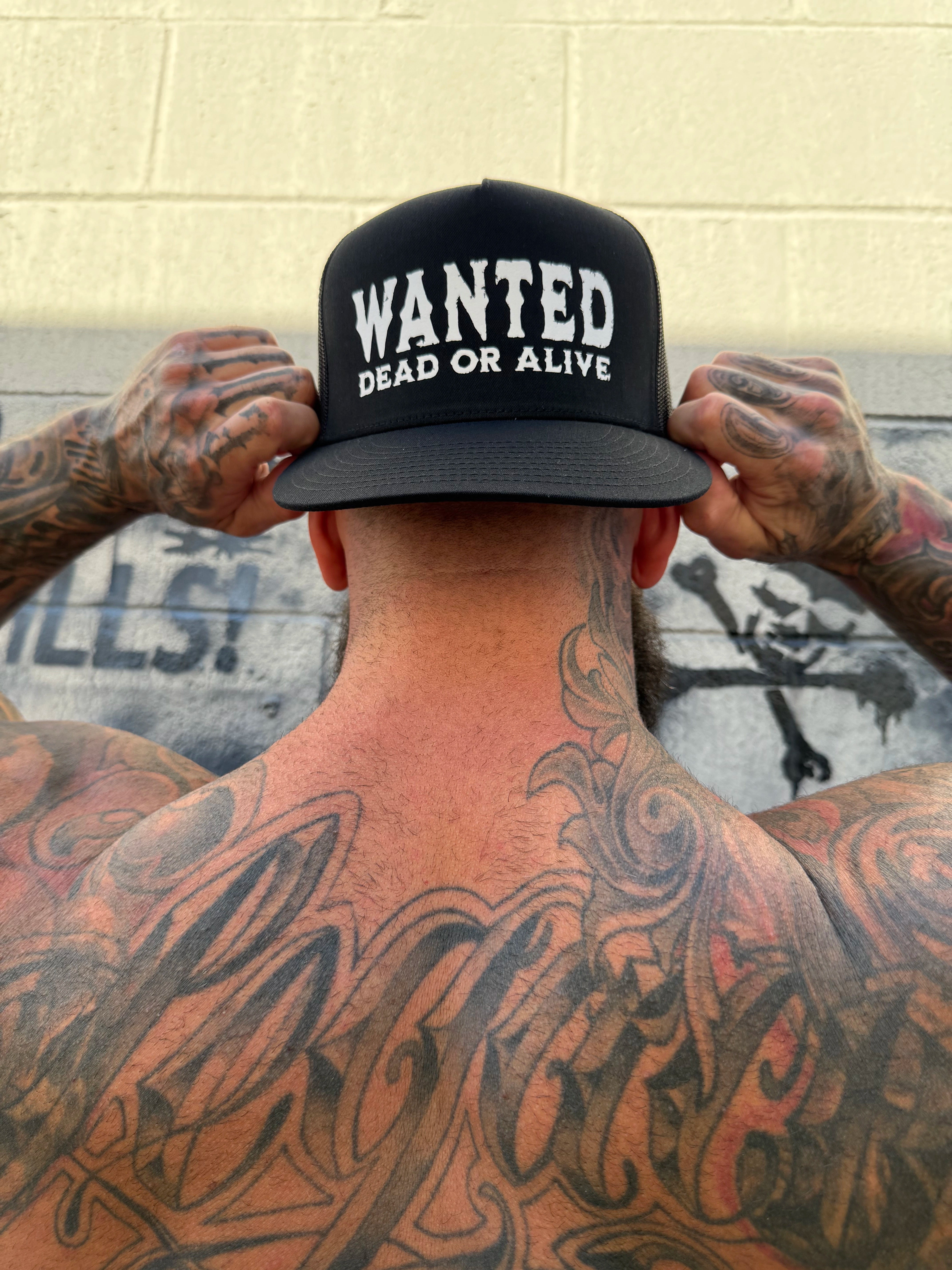 WANTED BLACK FLAT BILL HAT – The Drive Clothing