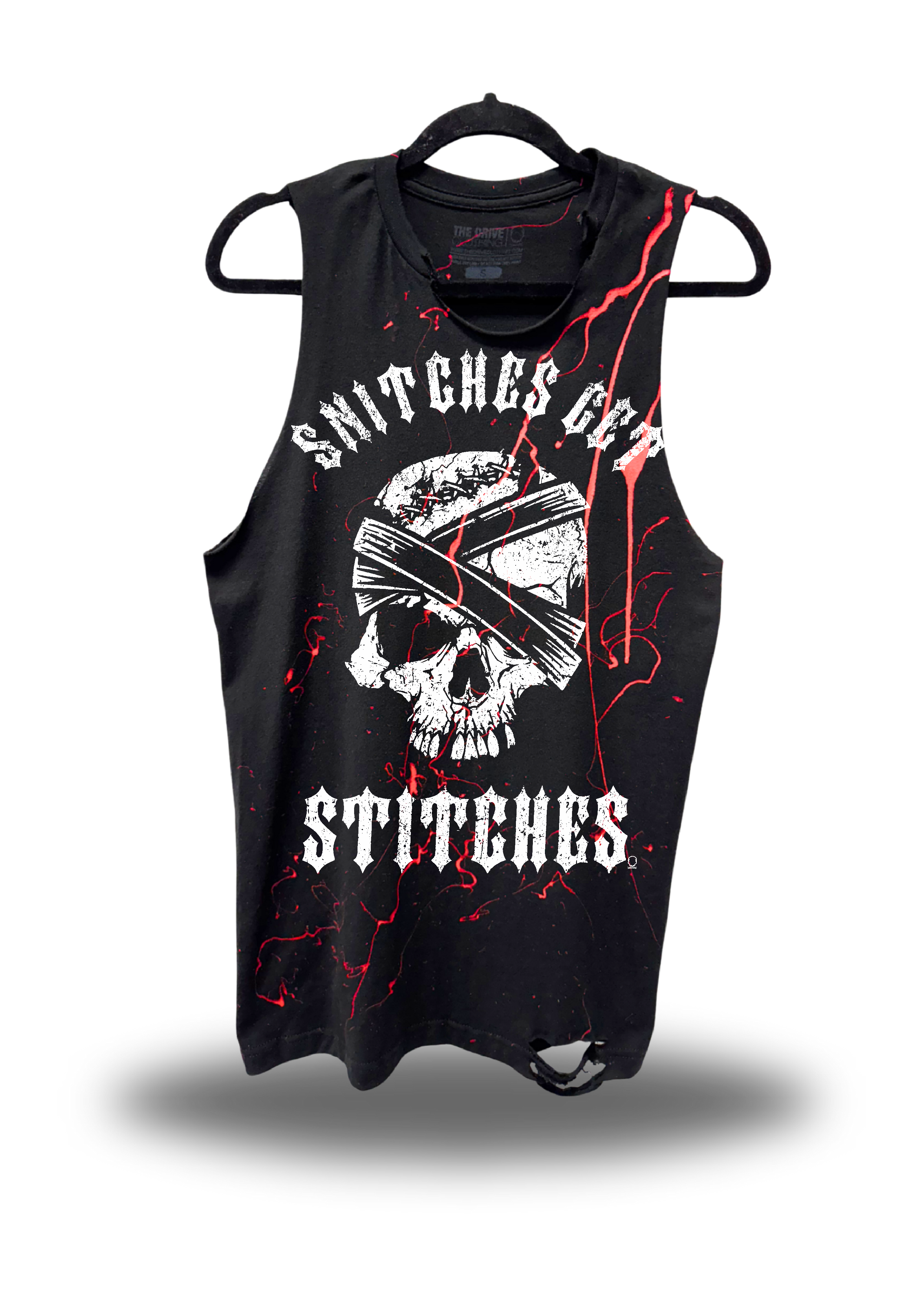 SNITCHES GET STITCHES - BLOOD ROAD RASH BLACK TANK TOP – The Drive Clothing